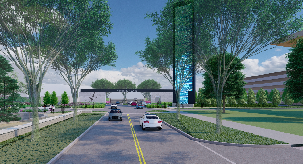 Movie studio erects 'iconic' LED tower near Atlanta interstate | Urbanize Atlanta